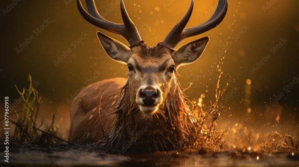Photo Stock Mule deer Fleeing Predators Running towards the Camera ...