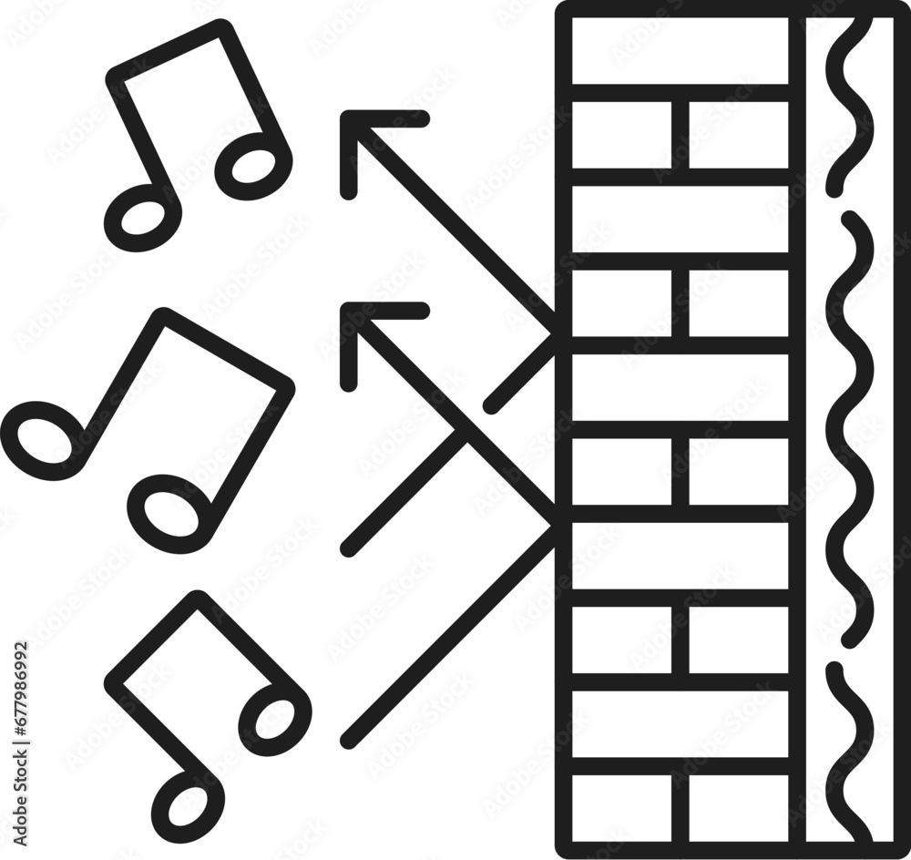 Soundproof wall thermal insulation icon. House construction insulation ...