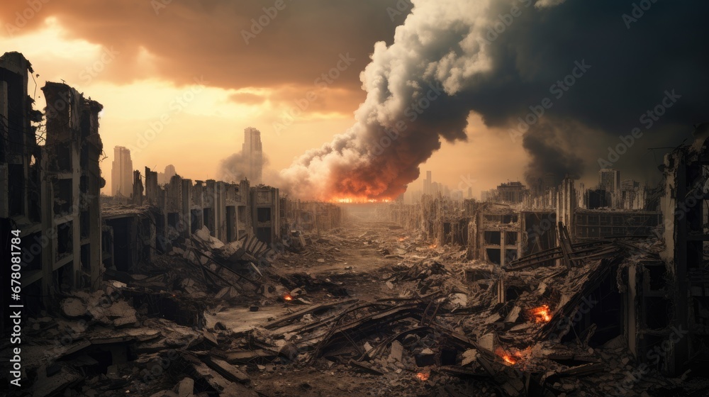 A city in the Middle East that was destroyed by an aerial bomb ...