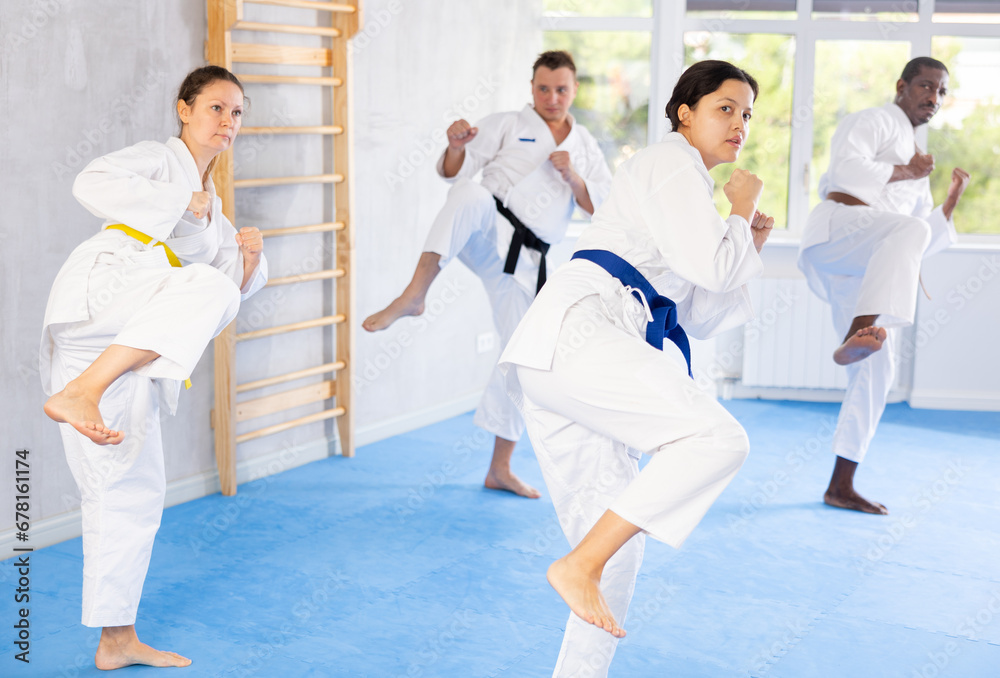 Multinational athletes starting position and studying and repeating ...