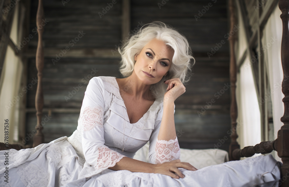 Captivating Elegance Alluring Mature Woman Poses In Sensual Lingerie