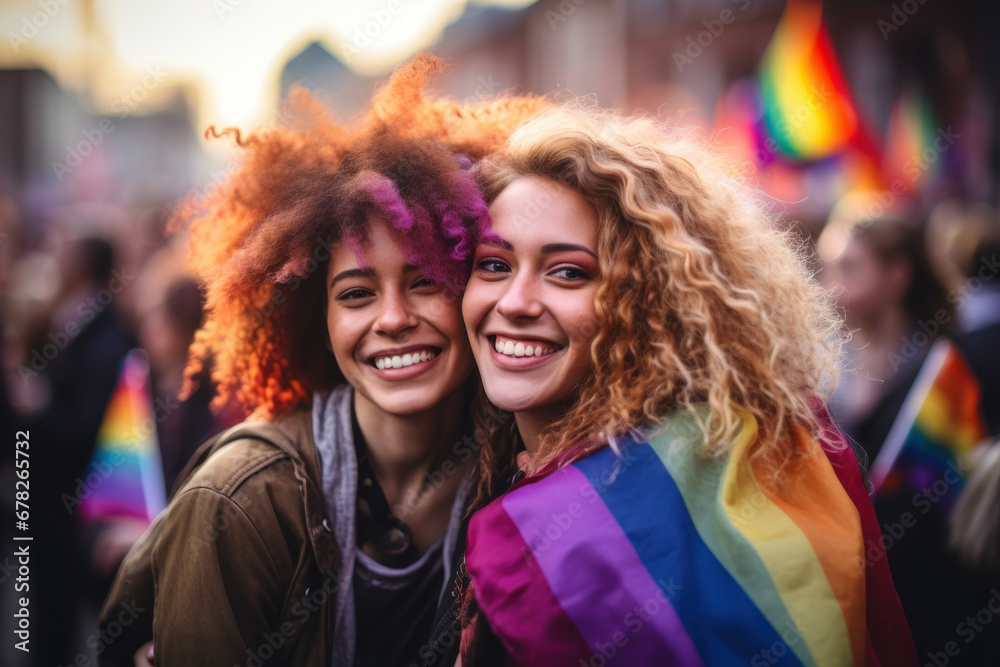 LGBTQ+ allies participating in a public event to show their support ...