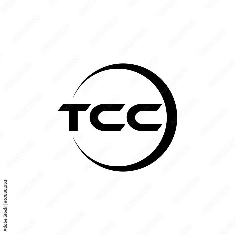 TCC letter logo design with white background in illustrator, cube logo ...