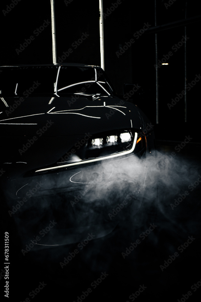 White Toyota Supra Mark V Headlight focused shot, fog and smoke light ...