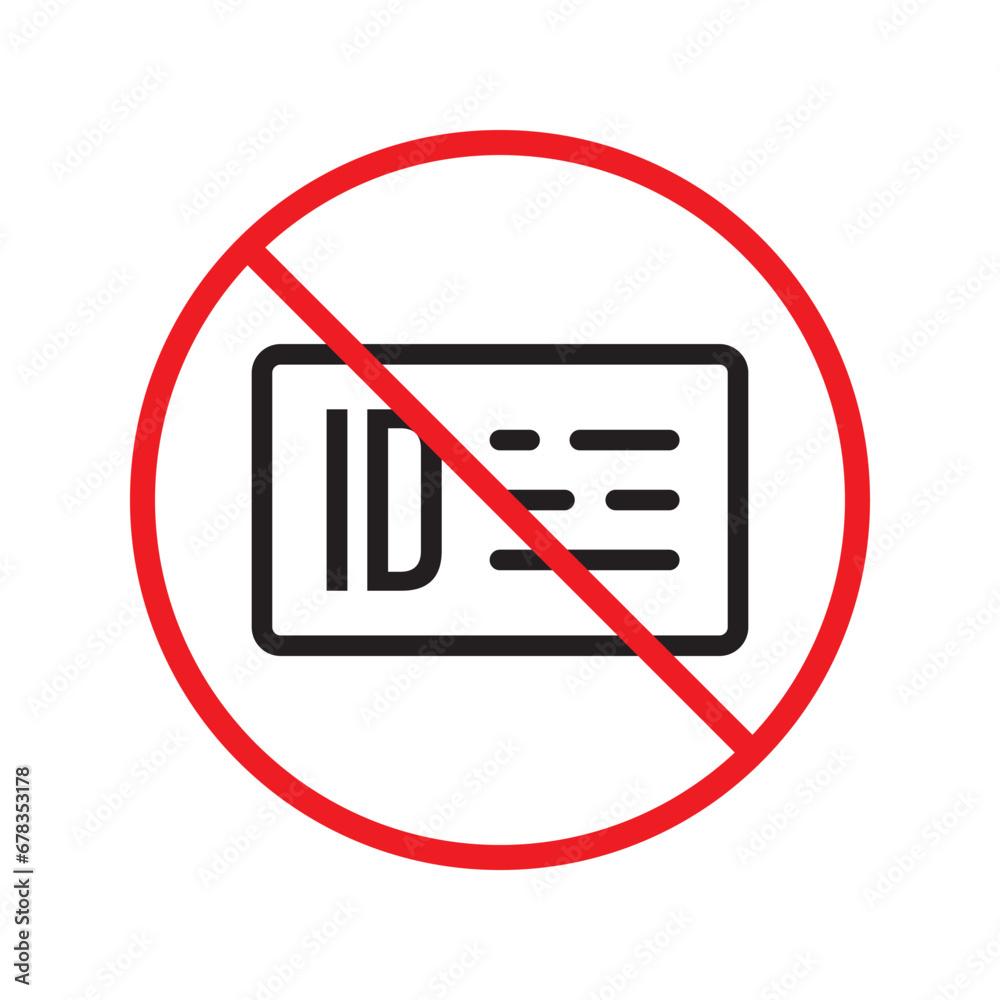 Forbidden ID card vector icon. Warning, caution, attention, label ...