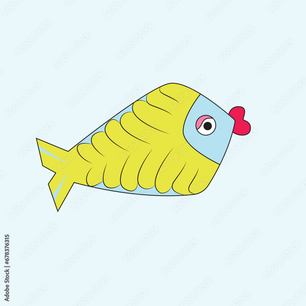 Coloring book or Coloring page for kids. Fish vector illustration ...