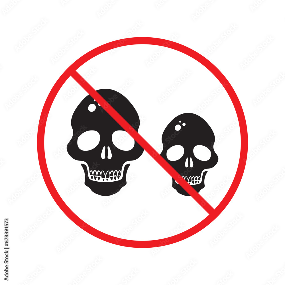 Forbidden skull icon. No cranium vector sign. Prohibited Warning skull ...