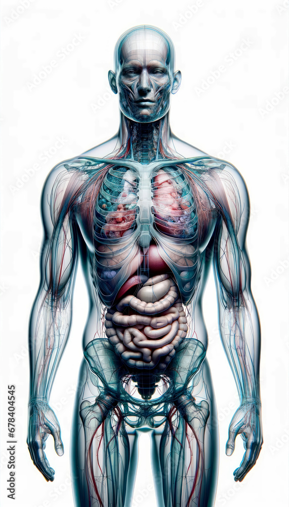 medical illustration of human body with skeleton anatomy. Systems Human ...