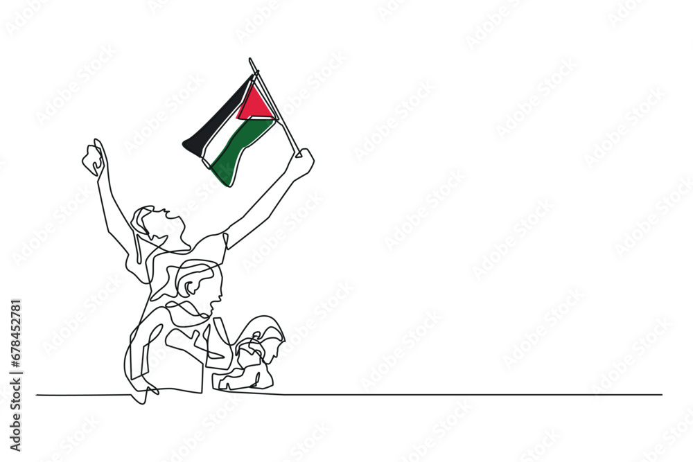 free palestine banner design.Continuous line of free Palestine.single ...