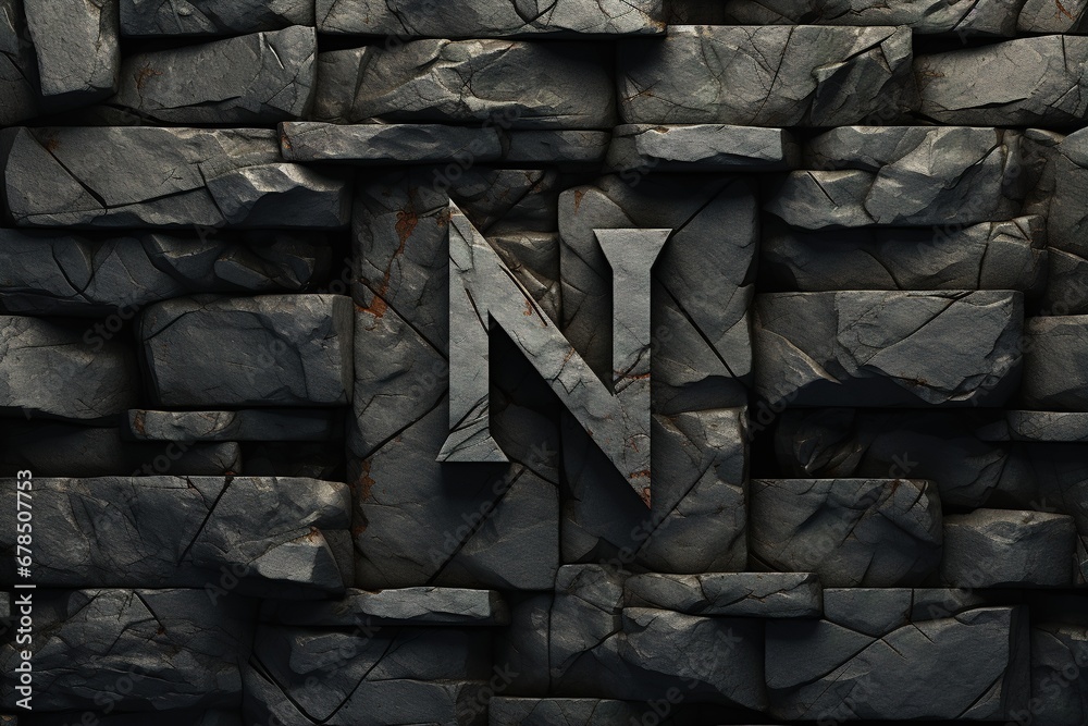 Logo stone letter N in the rock, natural typography logotype minimalism ...