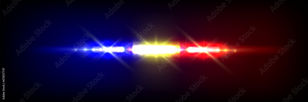 Police siren light bar on black background. Vector realistic ...