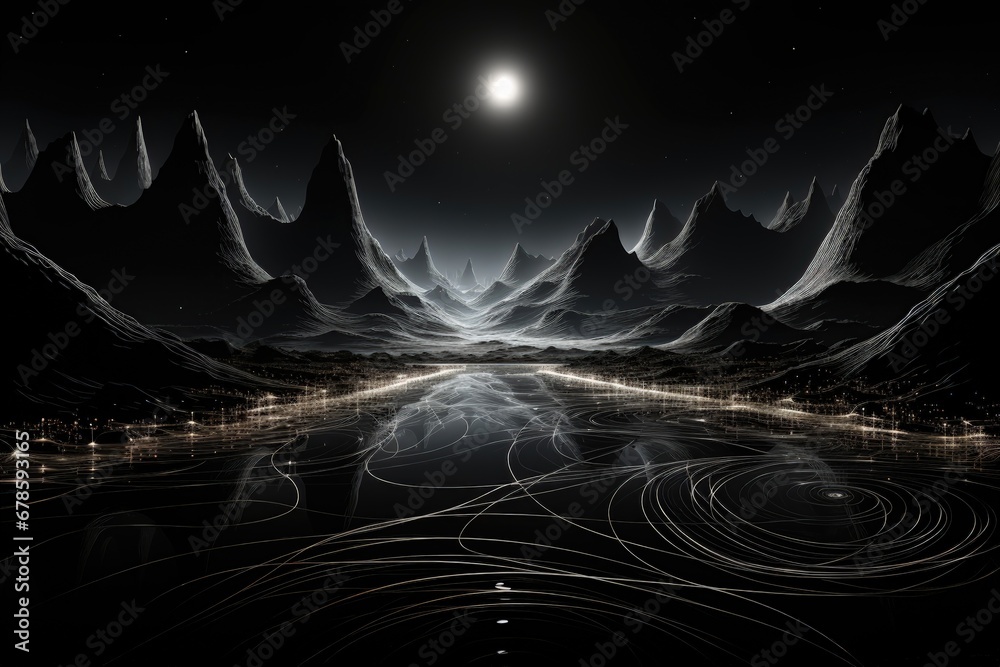 An abstract sci-fi wallpaper against a black background, creating a ...