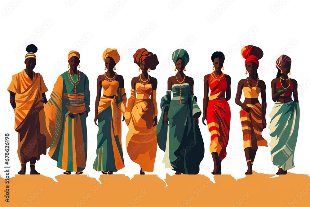 beautiful black family's parents and kids illustrations in cultural ...
