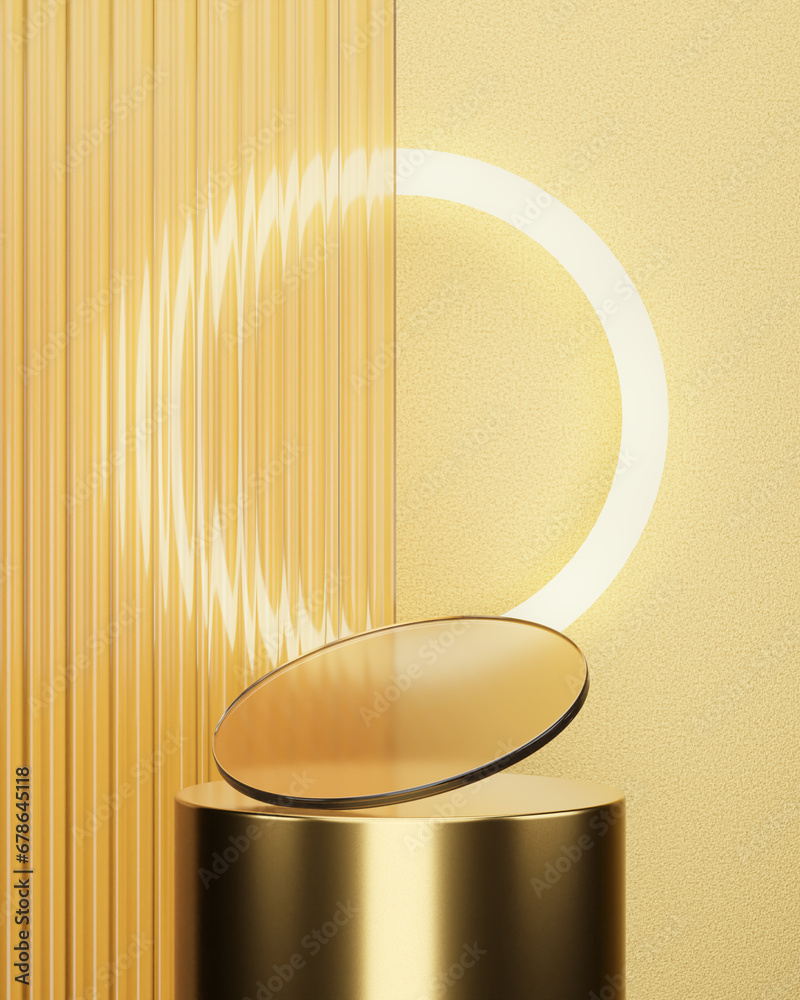 Trendy gold product background stand or podium, empty product display ...
