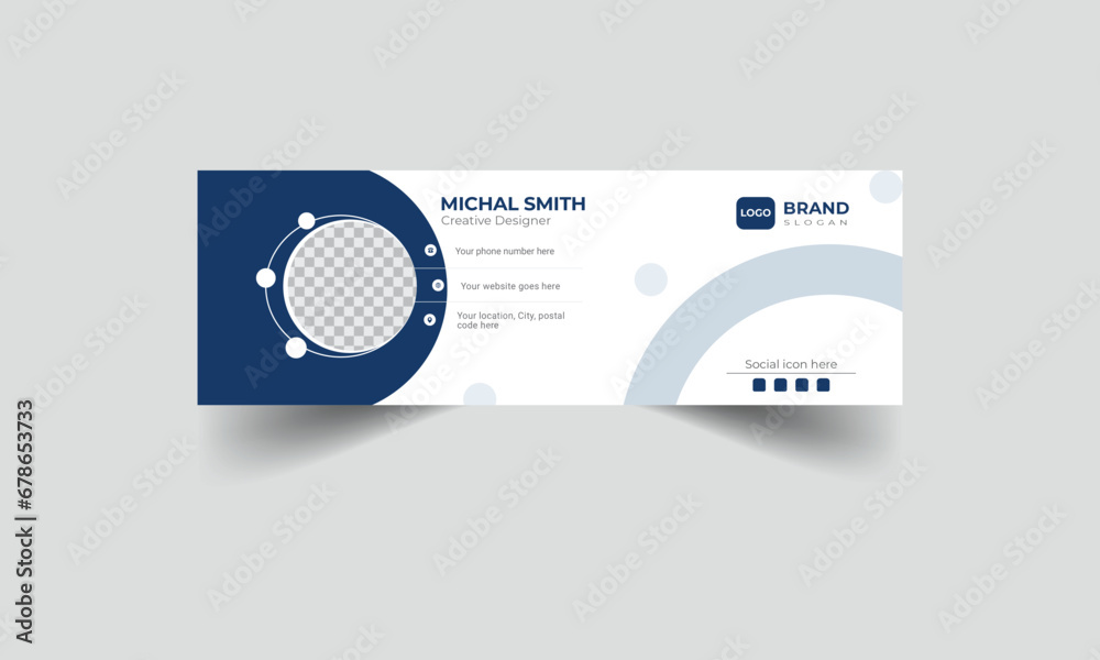 Business email signature card template with a digital profile. Stock ...