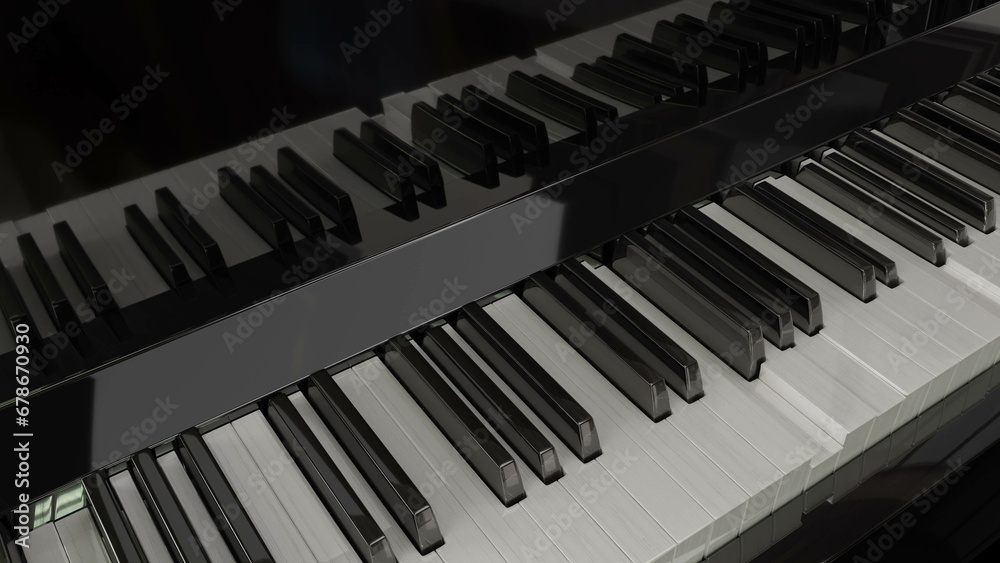 Piano Keyboard Keys.Piano, synthesizerplaying animation. Metal and ...