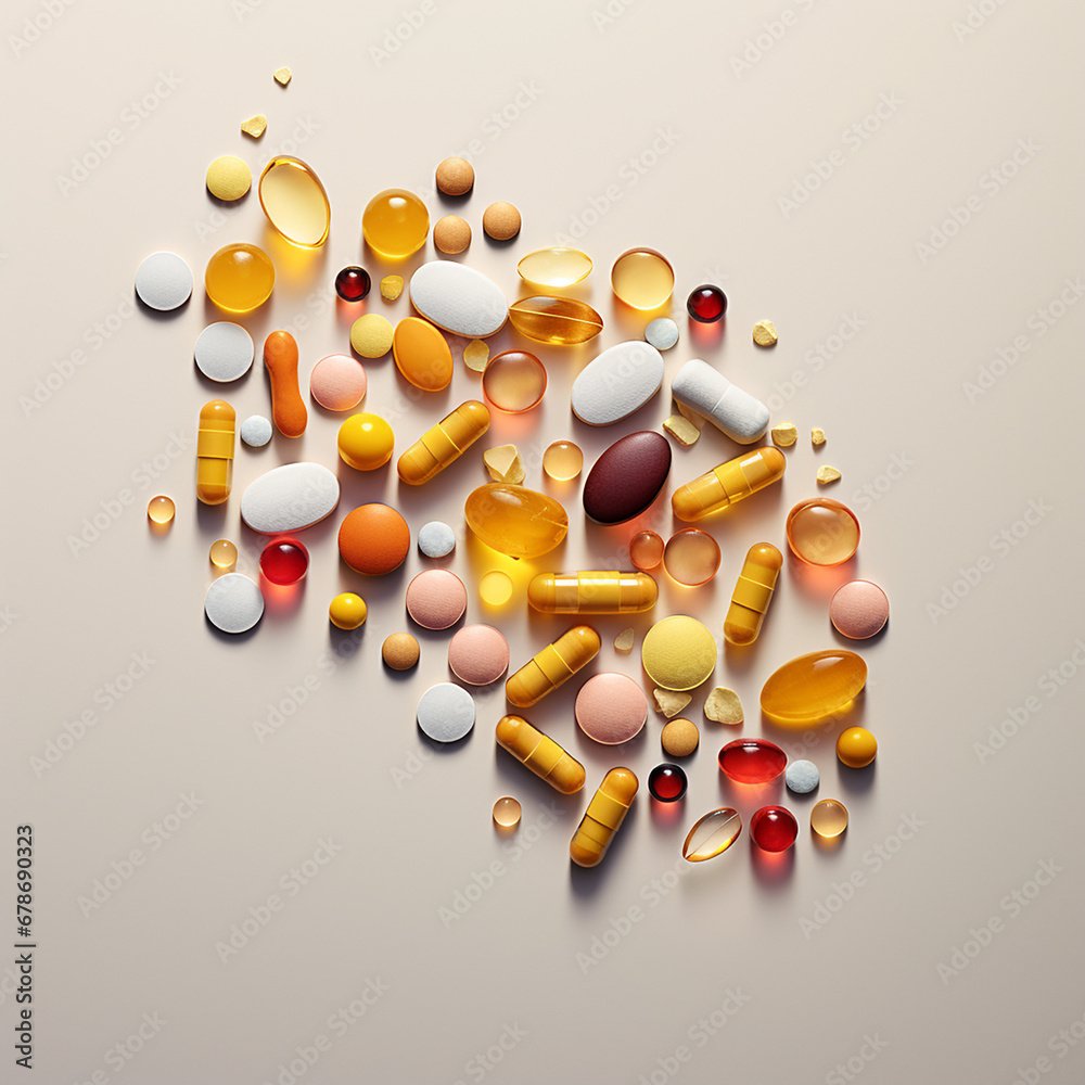 clean, modern visuals of supplements and vitamins, pill form, powder ...