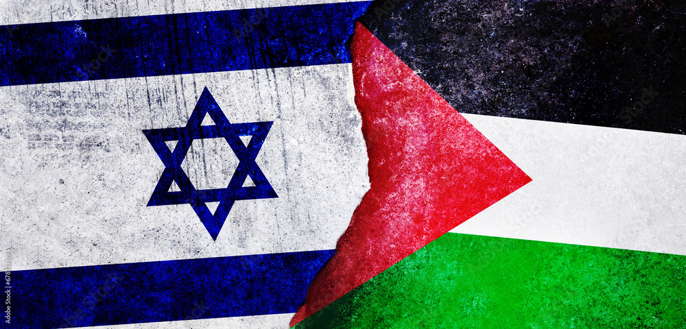 Israel vs Palestine conflict concept, Flags of Israel and Palestine ...