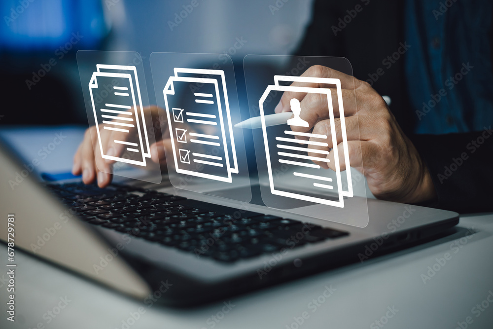 E-document management with e-signing. Electronic signature and paperless smart office technology ...