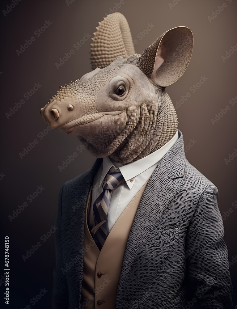 Armadillo is dressed elegantly in a suit with a lovely tie. An ...