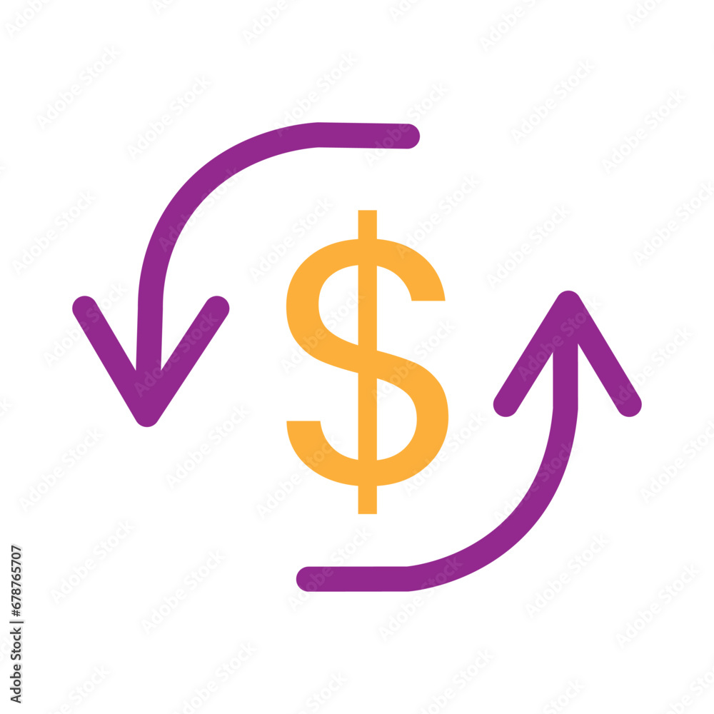 currency exchange icon, trade, return or swap money, cash back cycle ...