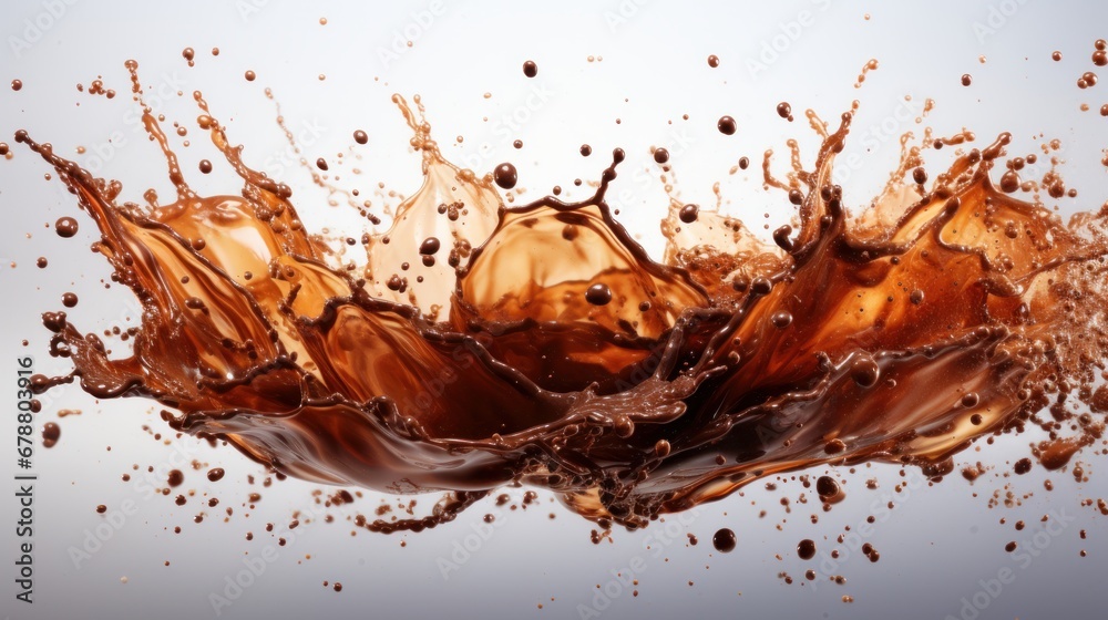 Dynamic coffee splash with coffee particles dispersing in mid-air. AI ...