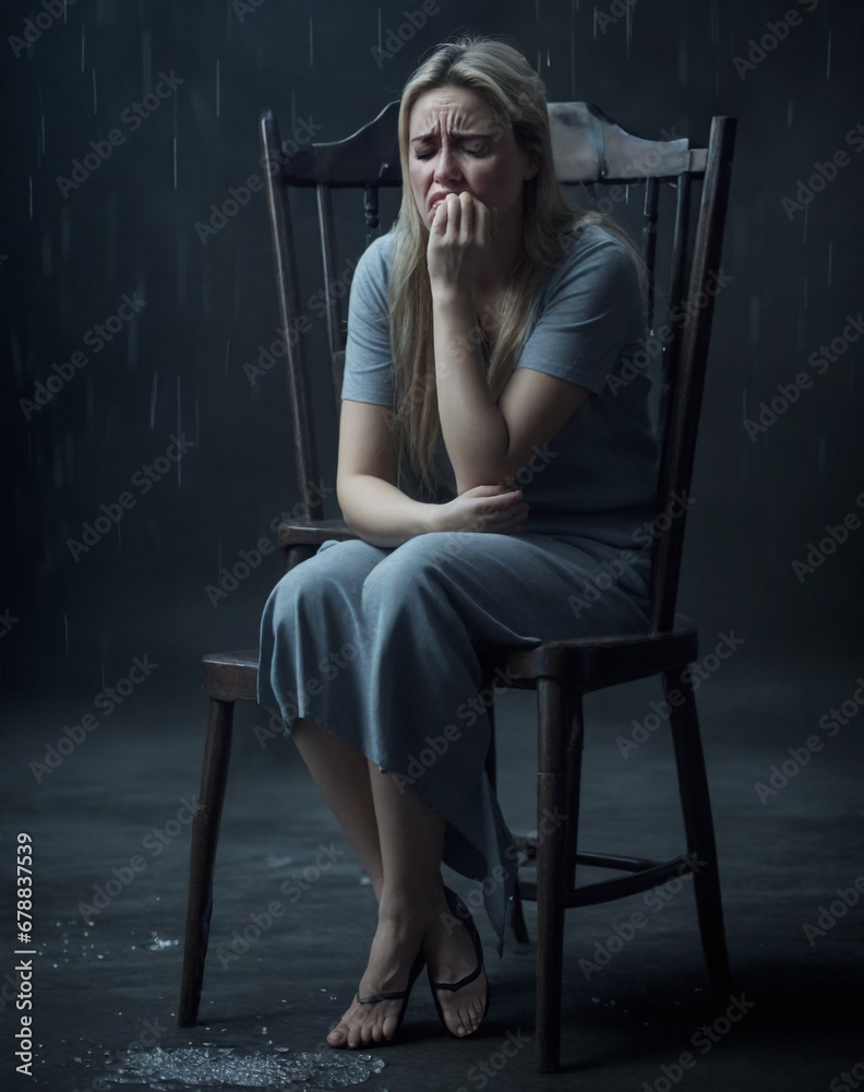 Woman in deep distress, shedding tears. It's suitable for illustrating ...