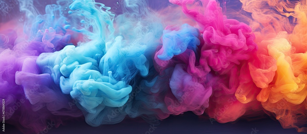 In the dreamy universe colorful clouds of smoke filled the translucent ...