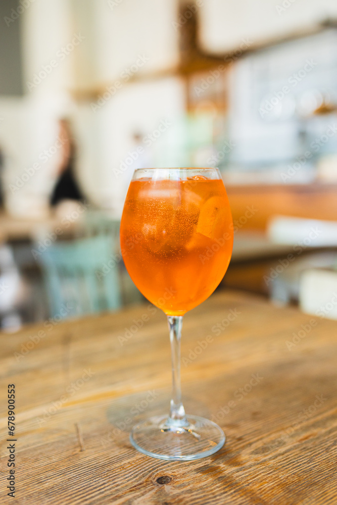 Aperol Spritz Cocktail. Alcoholic beverage based on table with ice ...