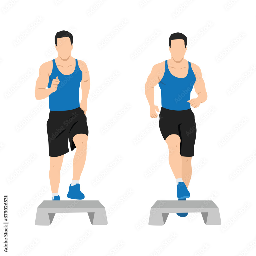 Man doing toe tap exercise. Flat vector illustration isolated on white ...
