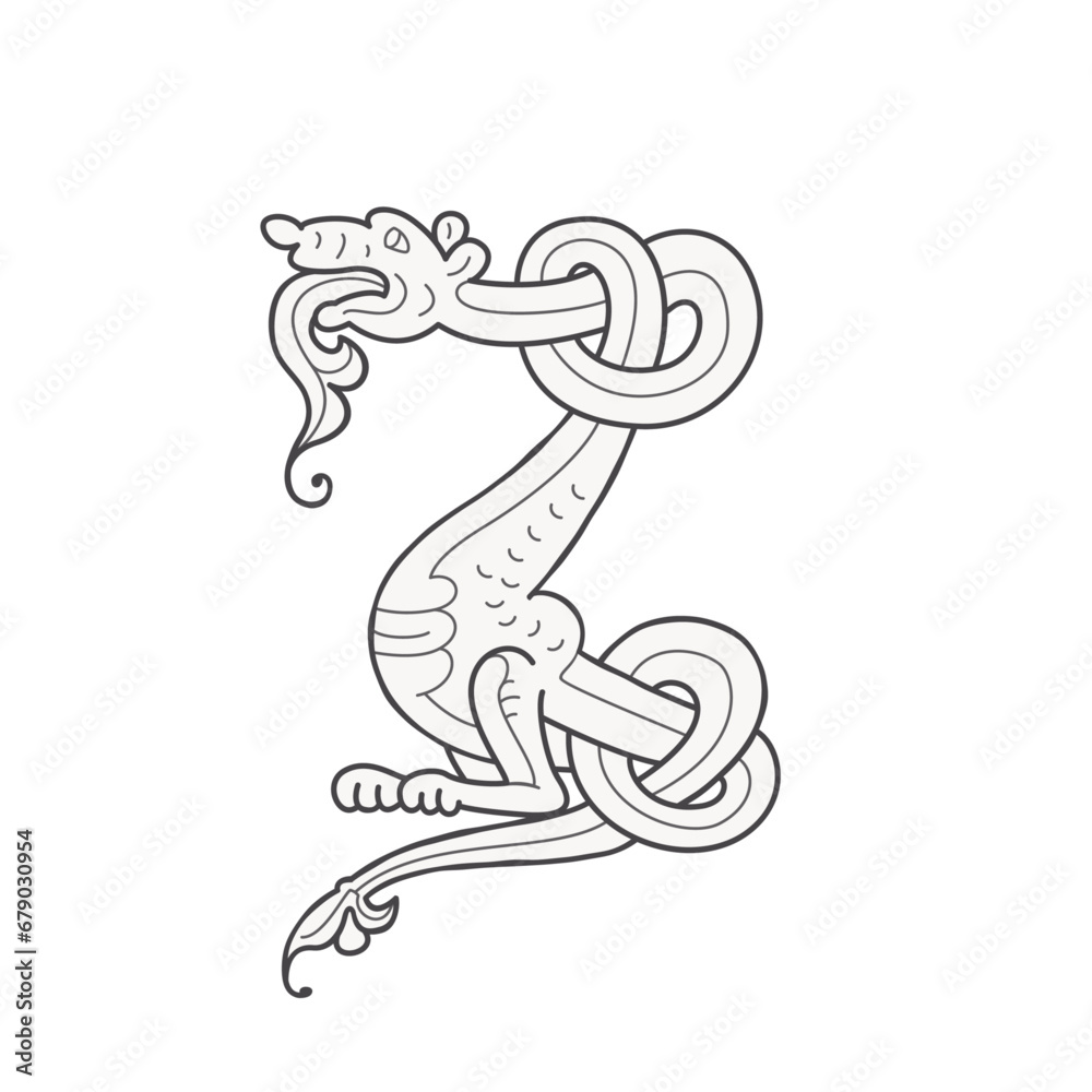 Z letter logo. Medieval drop caps monogram. Initials made of spiral ...