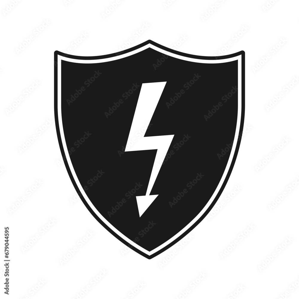 Shield and lightning bolt icon. Thunder coat of arms symbol. heraldry ...