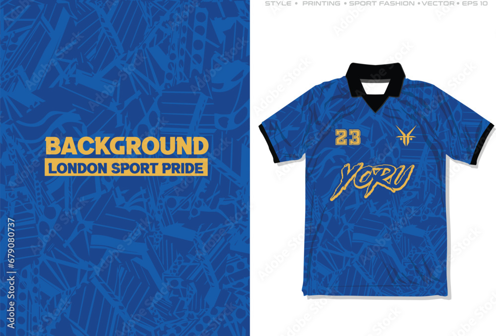 Sublimation jersey design sporty pattern blue gold soccer basketball ...