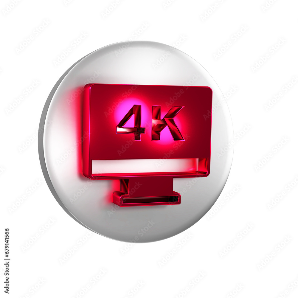 Red Screen tv with 4k Ultra HD video technology icon isolated on ...