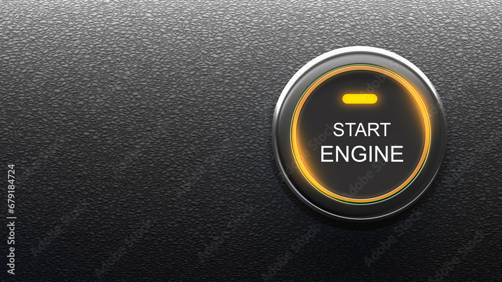Start engine button. Starting motor of electric car. Start engine logo ...