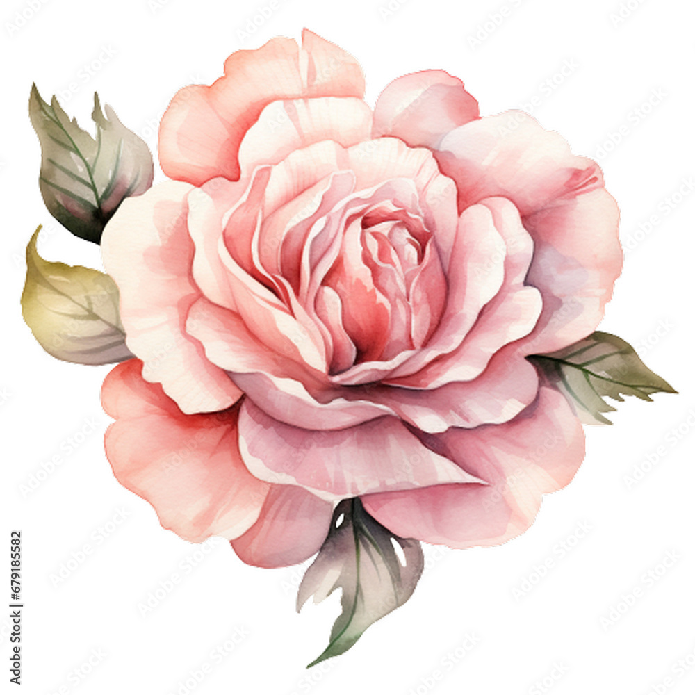 Illustration Stock Painted Petals Watercolor Blush Rose Clipart ...