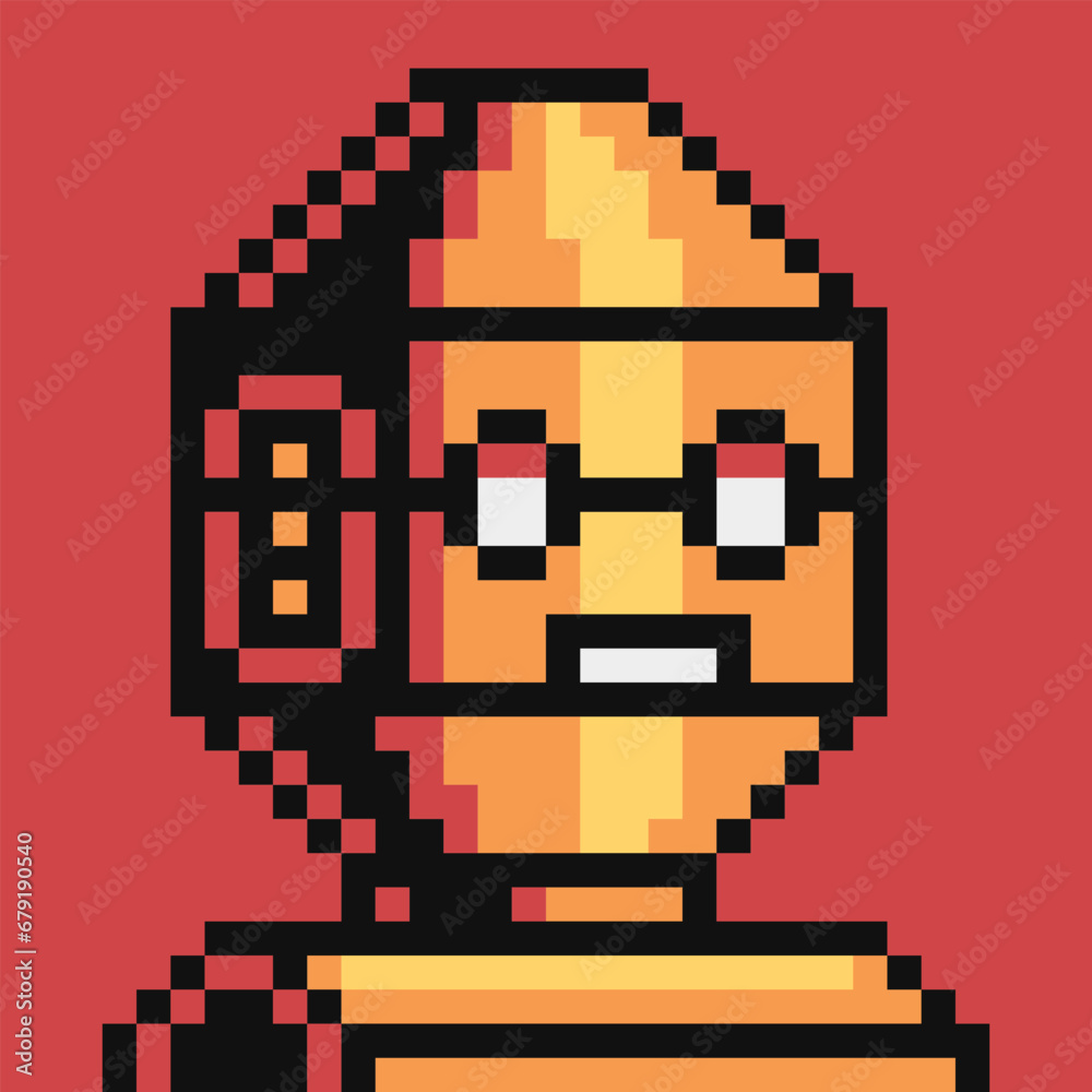 Robot head pixel art cartoon character avatar profile picture ...