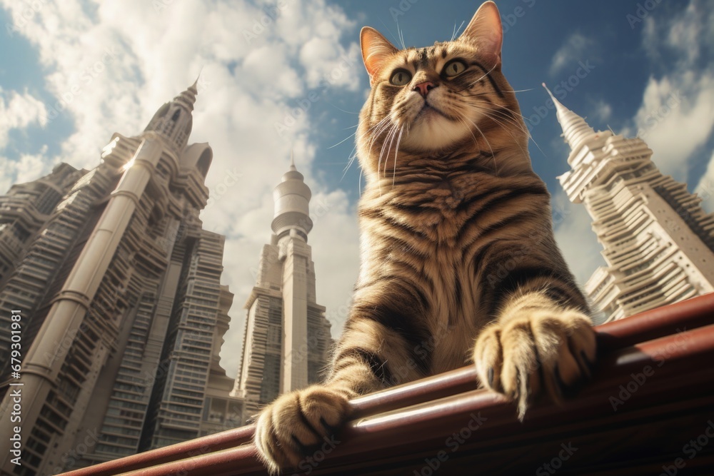 Cat on Dubai Tower Burj Khalifa Stock Photo | Adobe Stock