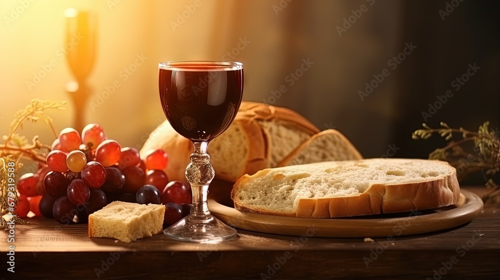 Taking communion concept - the wine and the bread symbols of Jesus ...