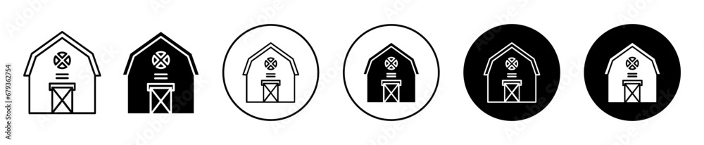 Barn icon. wooden agriculture food crop storage warehouse or wood ranch ...