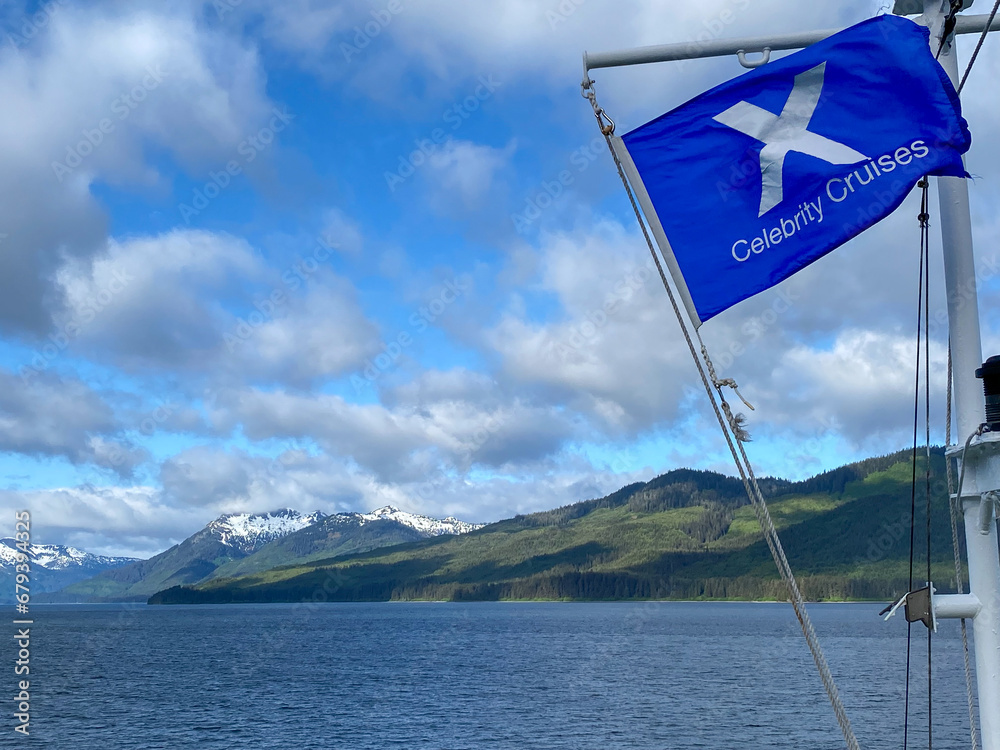 Icy Strait Point, Alaska: Celebrity Cruises flag (blue with white x ...