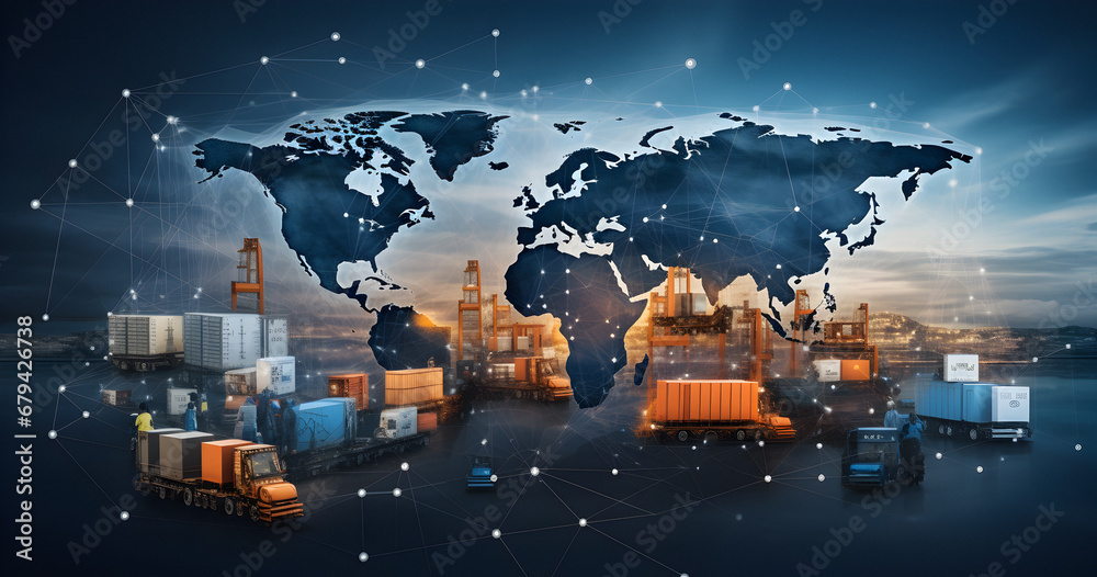 Stock-Illustration „world map, transportation industrial concept ...