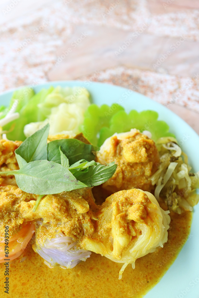 Khanom Chin Nam Ya Poo, Thai Southern Region Dish of Rice Vermicelli ...