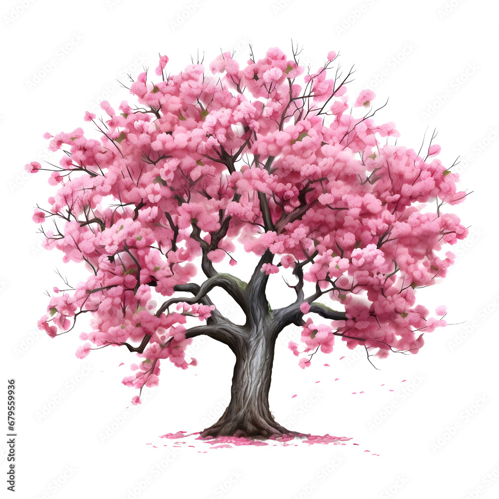 cherry blossom tree isolated on white backdrop. Stock Illustration ...