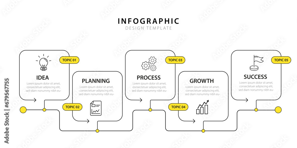 Timeline Creator infographic template. 5 Step timeline journey ...