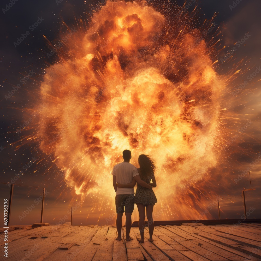 In the midst of a couple's meeting, an explosion abruptly took place ...