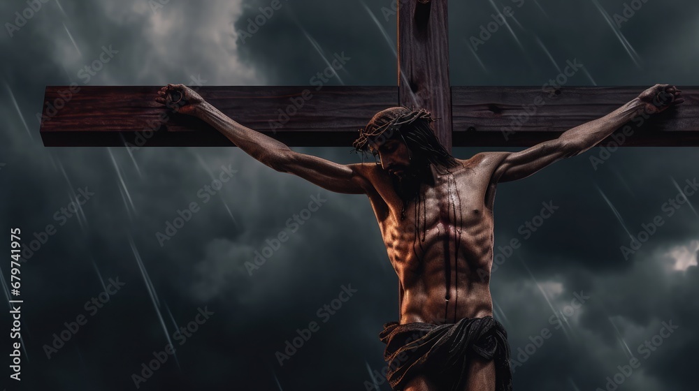 Holy cross symbolizing the death and resurrection of Jesus Christ with ...