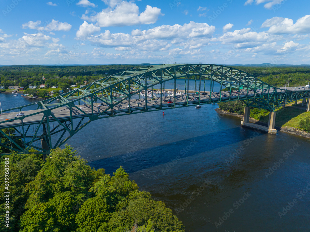 Piscataqua River Bridge aerial view that carring Interstate Highway 95 ...