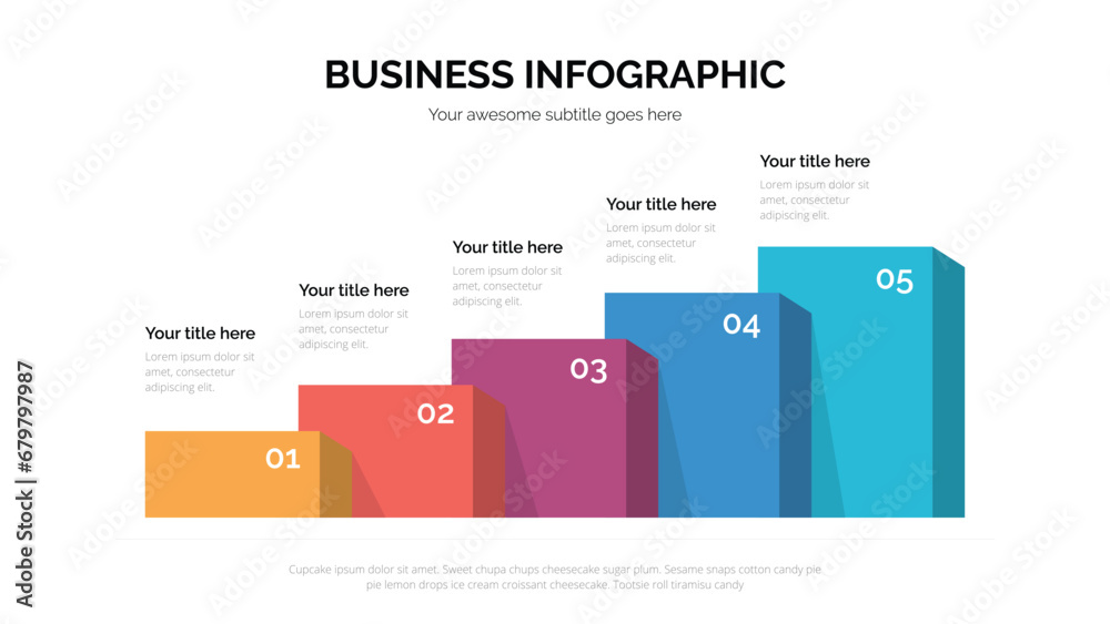 Chart business infographic with five steps. Suitable For Presentation ...