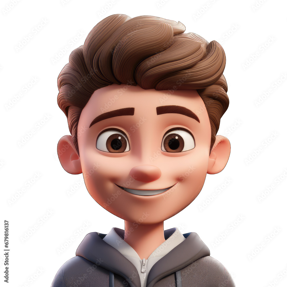 Memoji beautiful smiling child boy isolated on transparent and white ...